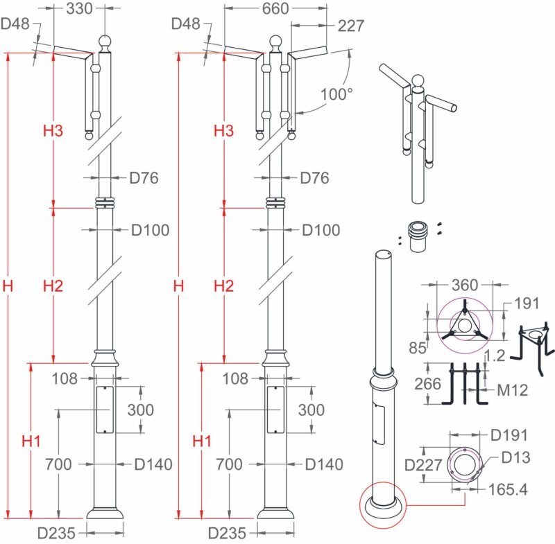 HDG-POLE c/w ARM Series - YLI Industry